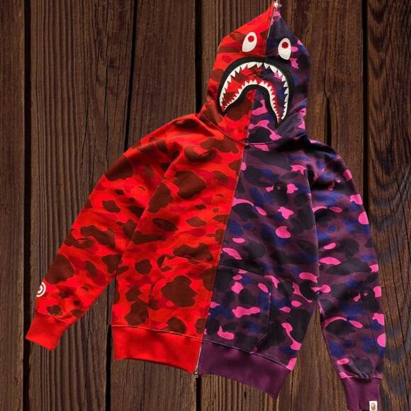 Bape | Jackets & Coats | Bape Red Shark Jacket | Poshmark